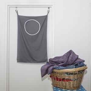 Urban Mom Door Hanging Laundry Hamper with Stainless Steel Hooks (Gray)