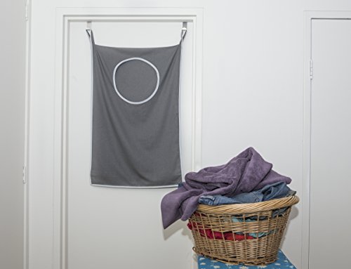 Urban Mom Door Hanging Laundry Hamper with Stainless Steel Hooks (Gray)