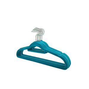 uniware® flocked suede hanger, grooved bar (set of 20, teal)