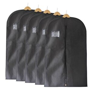 fu global garment bag covers for luggage, dresses, linens, storage or travel 42" suit bag with clear window pack of 5