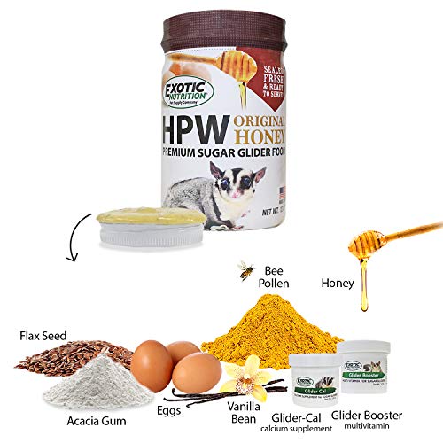 Exotic Nutrition Sugar Glider HPW Diet Jar - High Protein Healthy Natural No Mess Food for Sugar Gliders - High Protein Wombaroo Diet (Original)