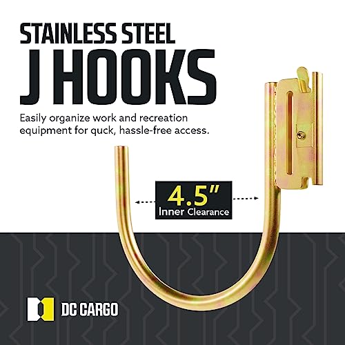 DC Cargo - E Track J Hooks (4.5" - 2 Pack) - Large Heavy Duty E Track Accessories - Hanging Hooks for Your ETrack Rail System - Use in Enclosed Trailers, Box Trucks, Vans, Garage, Workshop & Warehous