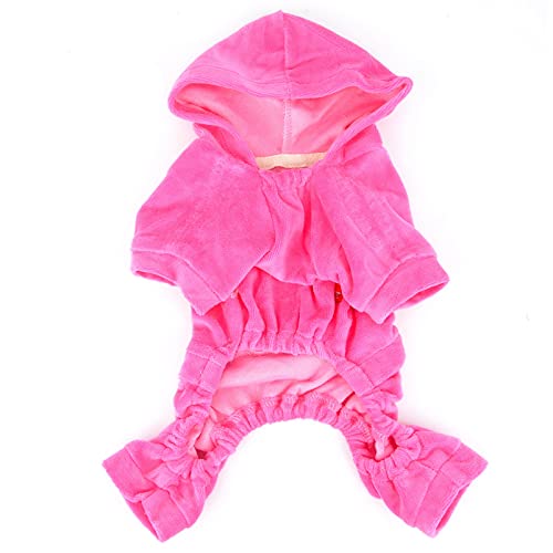 SELMAI Dog Hoodies Jumpsuit for Small Dog Cat Puppy Rhinestone Crown Soft Velvet Winter Hooded Pajamas Tracksuit Outfits Sportswear Jacket with Hat Training Outdoor Pink XS