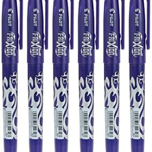 Pilot FriXion Ball 0.7mm Erasable Gel Pens, Fine Point, Blue Ink, Pack Of 6