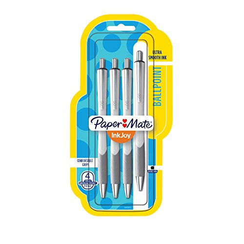 Paper Mate InkJoy 700RT Retractable Ballpoint Pens, Medium Point, White Barrel, Black Ink, 4 Pack (1945911)