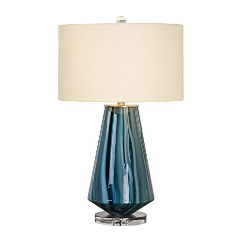 Uttermost Pescara Teal-Gray Glass Blue-Swirl Table Lamp