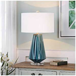 Uttermost Pescara Teal-Gray Glass Blue-Swirl Table Lamp