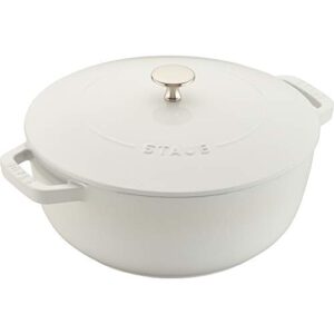 staub cast iron dutch oven, 3.75qt, serves 3-4, made in france, white