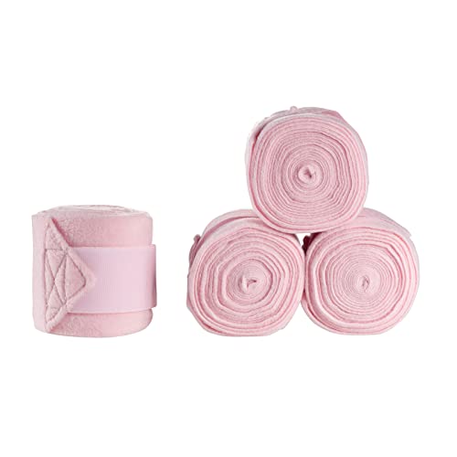 HORZE Embrace Fleece Polo Wraps | Horse Leg Bandages (Set of 4) - Pink - 10 ft 6 in