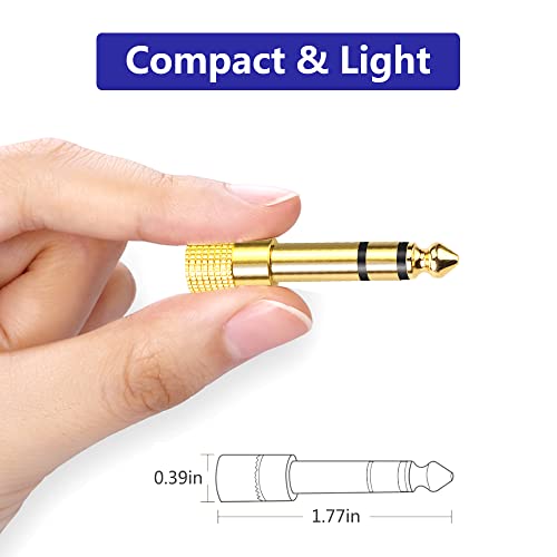 VCE 6.35mm (1/4 inch) Male to 3.5mm (1/8 inch) Female Stereo Audio Jack Adapter for Aux Cable, Guitar Amplifier, Headphone, 2 Pack