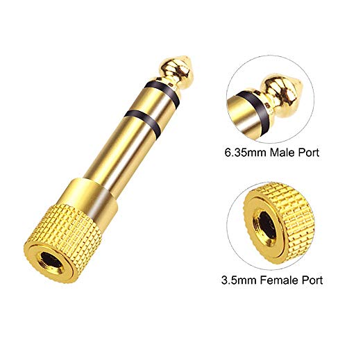 VCE 6.35mm (1/4 inch) Male to 3.5mm (1/8 inch) Female Stereo Audio Jack Adapter for Aux Cable, Guitar Amplifier, Headphone, 2 Pack