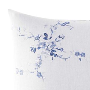 Laura Ashley Throw Pillow Home Decor with Envelope Closure, 1 Count (Pack of 1), Charlotte Blue/White