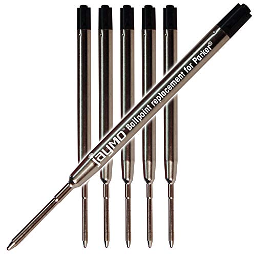 6 - Black Parker® Compatible Ballpoint Pen Refills. Smooth Writing German Ink and 1mm Medium Tip. #1782467