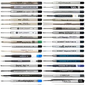 6 - Black Parker® Compatible Ballpoint Pen Refills. Smooth Writing German Ink and 1mm Medium Tip. #1782467