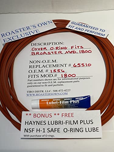 1 EA. Cover O-Ring FITS BROASTER MOD 1800 W/Free Tube Haynes LUBRI-Film O-Ring LUBE. FDA Grade Material from ROASTER'S OWN