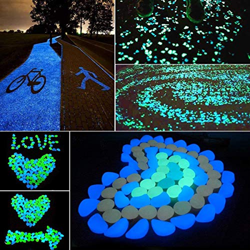 QIAONIUNIU 100 Pcs New Colorful Glow in The Dark Pebbles Stones Rocks for Fish Tank Aquarium Garden Walkway