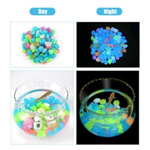 QIAONIUNIU 100 Pcs New Colorful Glow in The Dark Pebbles Stones Rocks for Fish Tank Aquarium Garden Walkway