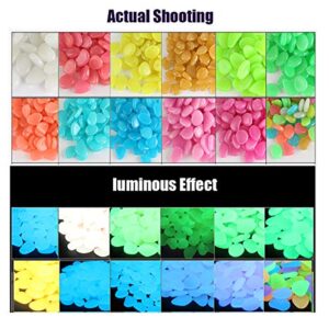 QIAONIUNIU 100 Pcs New Colorful Glow in The Dark Pebbles Stones Rocks for Fish Tank Aquarium Garden Walkway