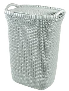 curver knit laundry storage hamper, misty blue, 57 litre