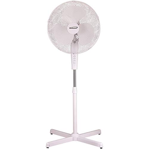 Brentwood Kool Zone Oscillating Stand Fan, 3-Speed 16-inch, White