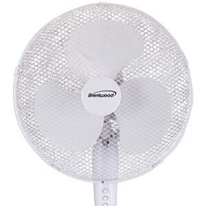 Brentwood Kool Zone Oscillating Stand Fan, 3-Speed 16-inch, White