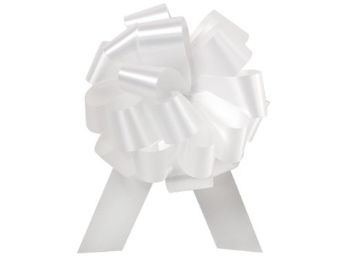 White Flora Satin 5.5" Pull Bows 20 Loops 10 pk Premium Quality Gift wrap Paper A1 bakery supplies