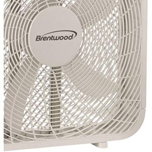 Brentwood Kool Zone Box Fan, 3-Speed 20-inch, White