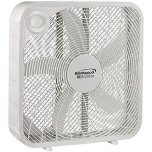 brentwood kool zone box fan, 3-speed 20-inch, white