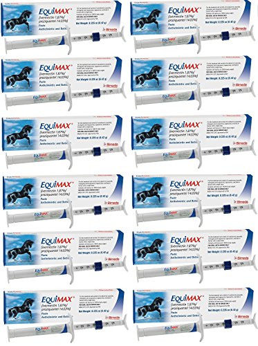 (12 Pack) Bimeda Equimax Horse Wormer Ivermectin 1.87 Percent and Praziquantel 14.03 Percent Paste Tube