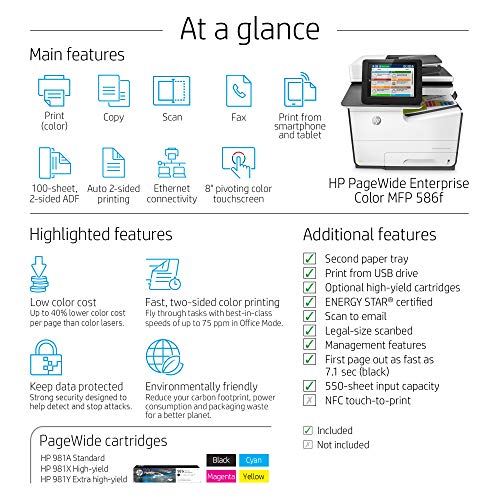 HP PageWide Enterprise Color 586f Multifunction Duplex Printer (G1W40A)