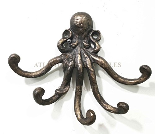 Coastal Marine Ocean Sea Giant Octopus Kraken Wall Mount Iron Coat Key Hook Hanger Treasures of Caribbean Islands