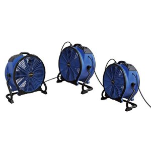 XPOWER X-48ATR Professional Heat Resistant Industrial Axial Fan - Sealed Motor with Built-in Power Outlets, Timer, and Variable Speed Control - No Heat- Blue