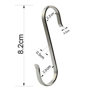 RuiLing 10-Pack Size Large Flat S Hooks Heavy-Duty Genuine Solid 304 Stainless Steel S Shaped Hanging Hooks,Kitchen Spoon Pan Pot Hanging Hooks Hangers Multiple uses.