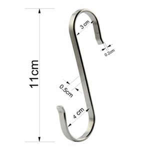 RuiLing 6-Pack Size X-Large Flat S Hooks Heavy-Duty Genuine Solid 304 Stainless Steel S Shaped Hanging Hooks,Kitchen Spoon Pan Pot Hanging Hooks Hangers Multiple uses.