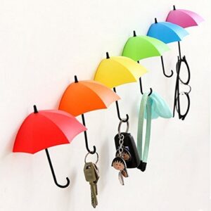 uyikoo key holder key hanger wall key 6 pcs colorful umbrella wall rack wall key holder key organizer for keys, jewelry and other small items (6pcs)