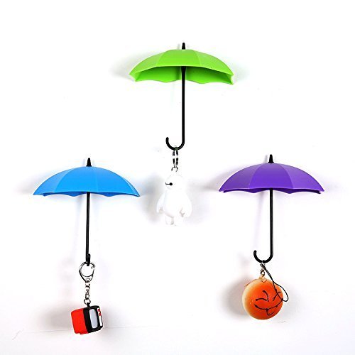 UYIKOO Key Holder Key Hanger Wall Key 6 PCS Colorful Umbrella Wall Rack Wall Key Holder Key Organizer for Keys, Jewelry and Other Small Items (6PCS)