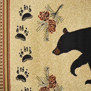 Rustic Lodge Bear Red 4x5 Area Rug, 3'11x5'3