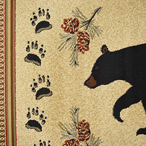 Rustic Lodge Bear Red 4x5 Area Rug, 3'11x5'3