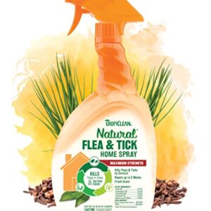 TropiClean Natural Flea and Tick Spray for Home | Maximum Strength Flea Spray for Carpet and Furniture | Family-Friendly & Safe | Made in the USA | 32oz