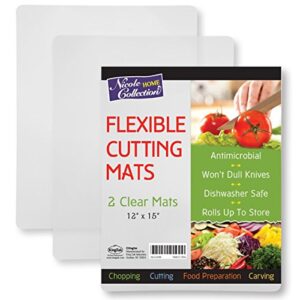 flexible plastic cutting board mats set, clear kitchen cutting board set of 2 clear mats