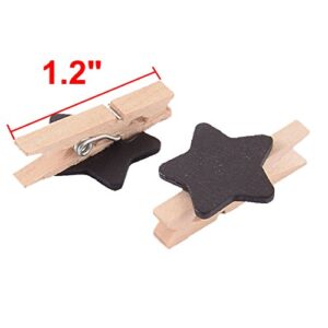 uxcell Star Shaped Card Holder Photo Spring Pegs Mini Wooden Clip 20pcs Black