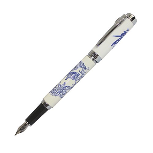 zoohot Jinhao Fountain Pen Blue and White Porcelain Chinese Dragon Medium Nib