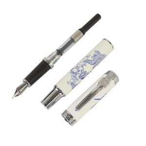 zoohot Jinhao Fountain Pen Blue and White Porcelain Chinese Dragon Medium Nib