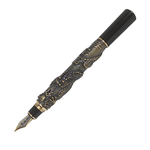 zoohot Luxury Fountain Pen Jinhao Chinese Dragon Playing Pearl,Bronze