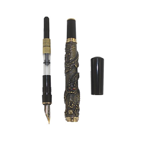 zoohot Luxury Fountain Pen Jinhao Chinese Dragon Playing Pearl,Bronze