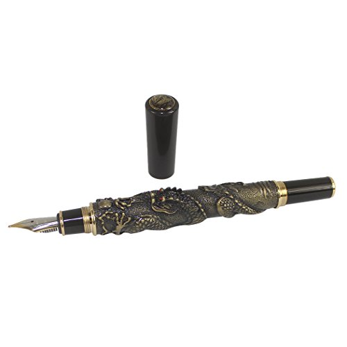 zoohot Luxury Fountain Pen Jinhao Chinese Dragon Playing Pearl,Bronze