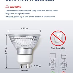 LE GU10 LED Light Bulbs Non-Dimmable, 5000K Daylight White GU10 Bulb Replacement for Recessed Track Lighting, 4W LED Bulbs with 100°Flood Beam for Kitchen, Range Hood, Living Room, Bedroom, 6 Pack