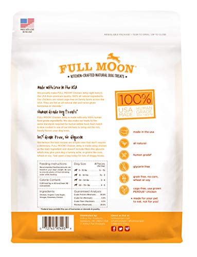 Full Moon Chicken Jerky Healthy All Natural Dog Treats Human Grade Made in USA Grain Free 24 oz