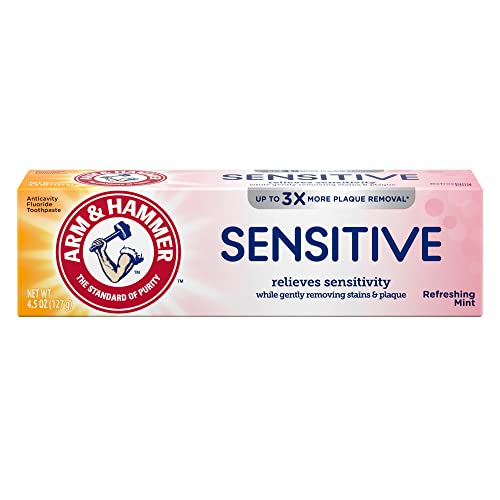 Arm & Hammer Sensitive Toothpaste, Refreshing Mint, Relieves Sensitivity, 4.5 Ounce (Pack of 12)