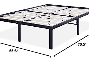 Olee Sleep 14 Inch Tall T-3000 Ultra Wood Slat Steel / Non-Slip Bed Frame